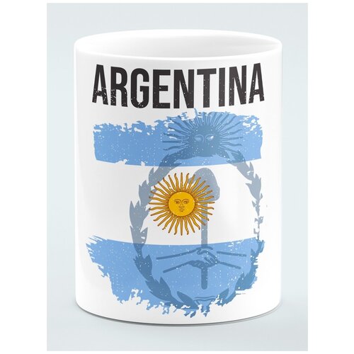 Кружка керамическая стандарт с принтом флаг Аргентины. Оригинальная чашка для парня, девушке, подруге, мужу, жене на праздник.