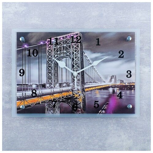 Сюжет Часы-картина настенные, серия: Город, "Мост подвесной", 25х35 см