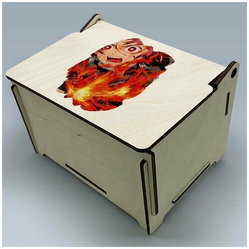 Подарочная коробка шкатулка с крышкой на петлях УФ рисунок размер 16,5x12,5 см аниме клинок рассекающий демонов - 163