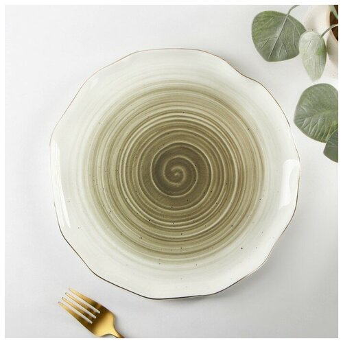 Тарелка фарфоровая обеденная Доляна «Млечный путь», d=25 см, цвет серый