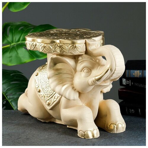 Фигура - подставка "Слон лежа" слоновая кость, 26х42х22см