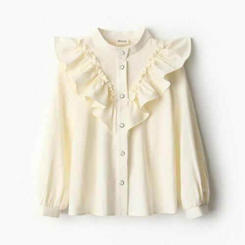 Блуза Minaku, размер 140, бежевый, белый