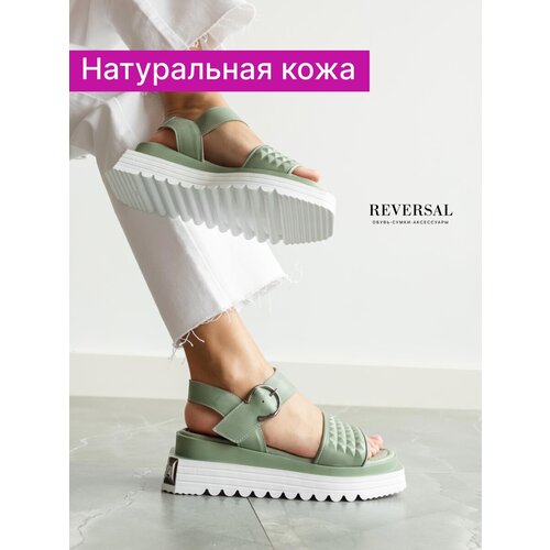 Сандалии Reversal, гладкая фактура, размер 40, зеленый