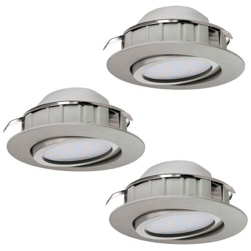 Светильник EGLO Pineda 95853, LED, 18 Вт, 3 лампы, 3000, теплый белый, цвет арматуры: никель, цвет плафона: серый, 3 шт.