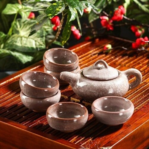 Набор для чайной церемонии "Лунный камень", 7 предметов: чайник 150 мл, 6 пиал 50 мл