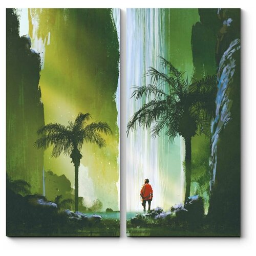 Модульная картина Тропический водопад40x40