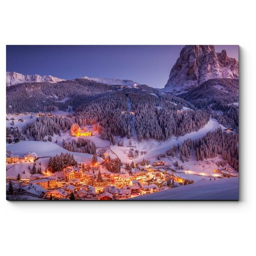 Модульная картина Зимняя деревня в Доломитах, Италия140x93