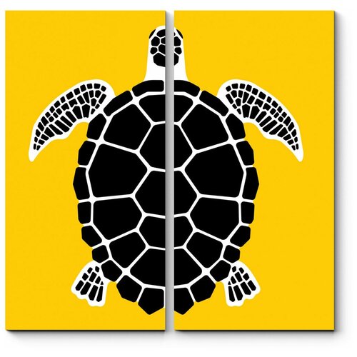 Модульная картина Черно-желтая арт черепаха 40x40