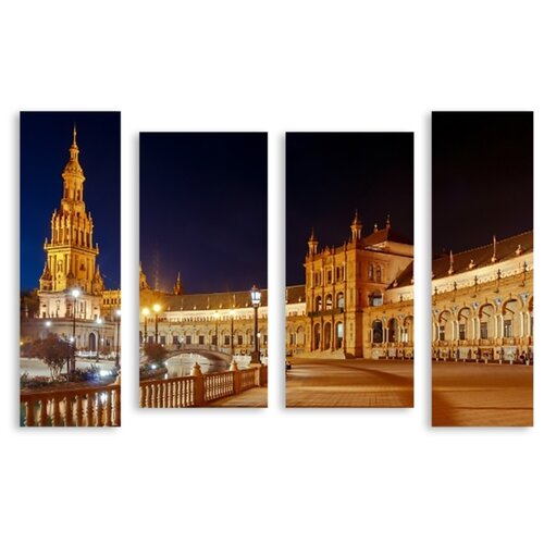 Модульная картина на холсте "Ночная Испания" 120x82 см