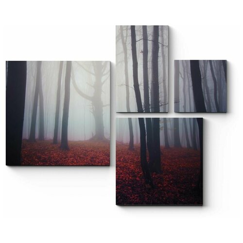 Модульная картина Осенний лес туманным утром 102x85