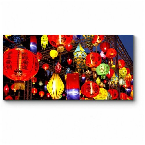 Модульная картина Волшебный свет китайских фонариков, Гонконг90x45