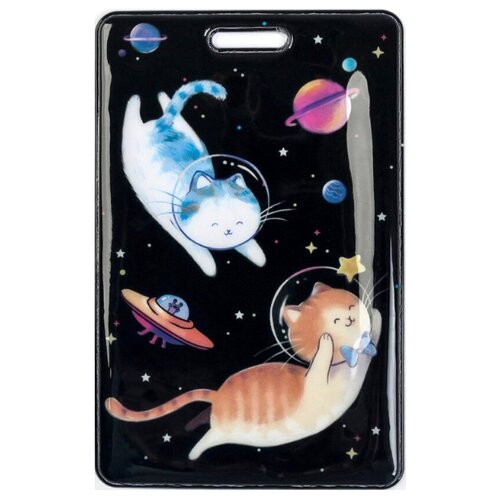 ArtFox / Карман обложка для проездного / Чехол для карт / Чехол для бейджа "Коты в космосе", 10х6,5 см
