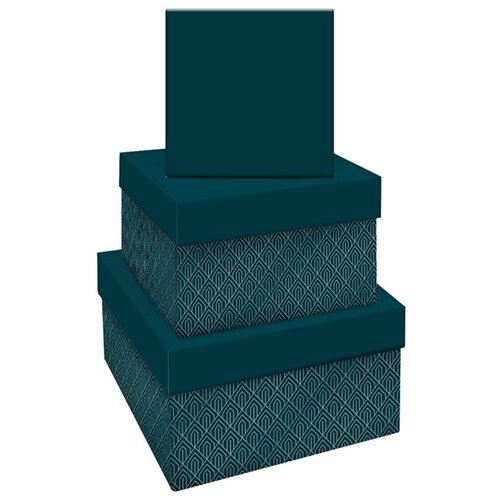 Набор квадратных коробок 3в1, MESHU "Emerald style. Top.", (19,5*19,5*11-15,5*15,5*9см) (арт. 341881)