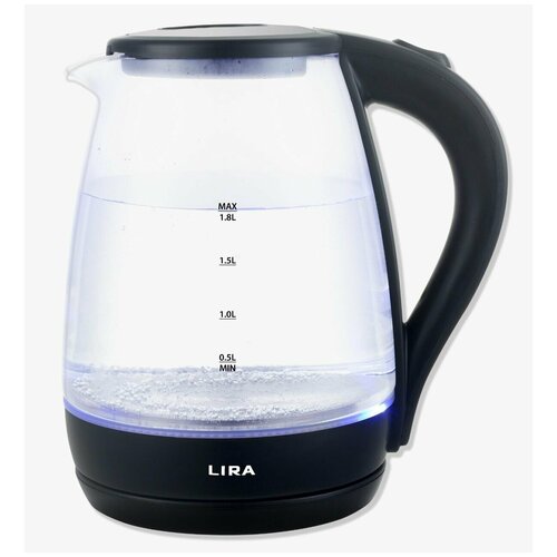 Чайник электрический LIRA LR 0105 (диск, стеклянный корпус, объем 1.8л, 1800Вт)