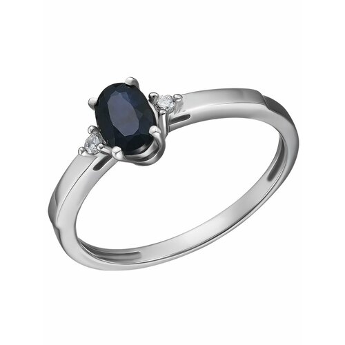 Перстень UVI Ювелирочка Серебряное кольцо 925 пробы с Фианитами и Сапфиром, серебро, 925 проба, родирование, фианит, сапфир, размер 17, синий, серебряный