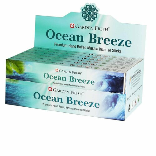 OCEAN BREEZE Premium Hand Rolled Masala Incense Sticks, Garden Fresh (океанский бриз премиальные масала благовония ручного изготовления, Гарден Фреш), уп. 15 г.