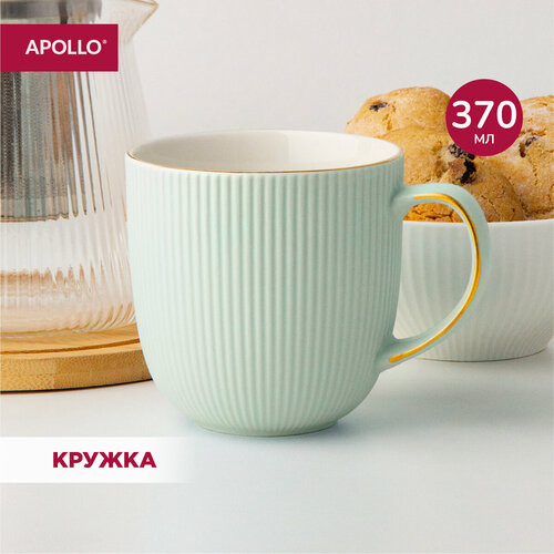 Кружка, чашка фарфоровая APOLLO "Ribb" 370 мл мятная