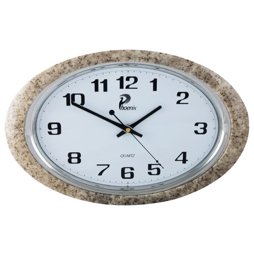 Настенные часы овальные PHOENIX P 121030 ободок под серый мрамор 40,2х26,2 см