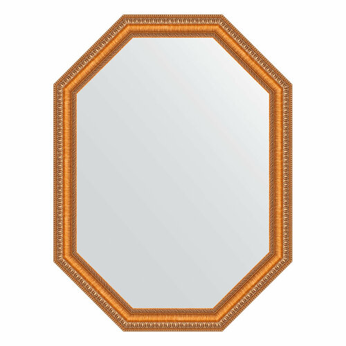 Зеркало настенное Polygon EVOFORM в багетной раме золотые бусы на бронзе, 56х71 см, для гостиной, прихожей, спальни и ванной комнаты, BY 7046