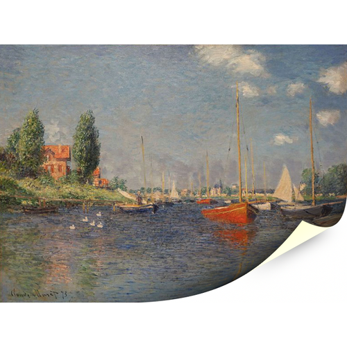 "Красные лодки. Аржантей", Моне, Клод, картина (репродукция) (40х30 см / без подрамника)