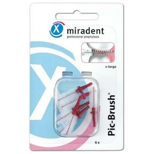 Зубной ершик miradent Pic-Brush X-Large бордовые 6.5 мм, бордовый, 6 шт., диаметр щетинок 6.5 мм