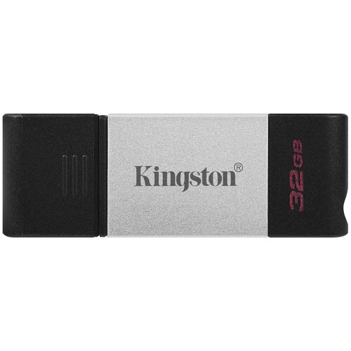 Флешка Kingston DataTraveler 80 32 ГБ, 1 шт., черный/серебристый