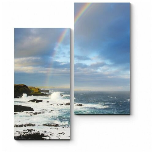 Модульная картина Морской пейзаж с радугой 60x75