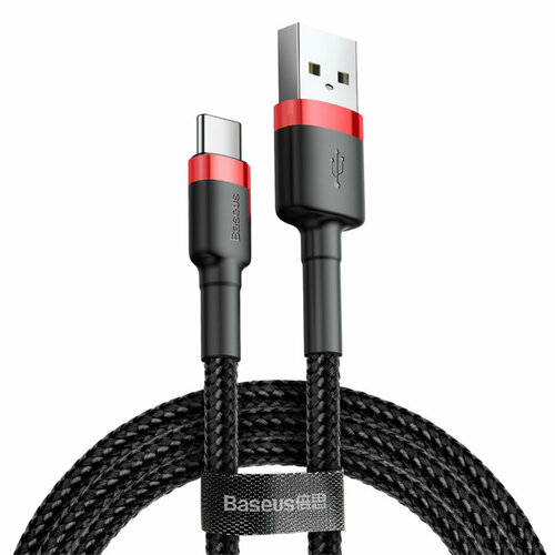Кабель USB BASEUS Cafule USB - Type-C, 3A, 15W, 1 м, черный+красный