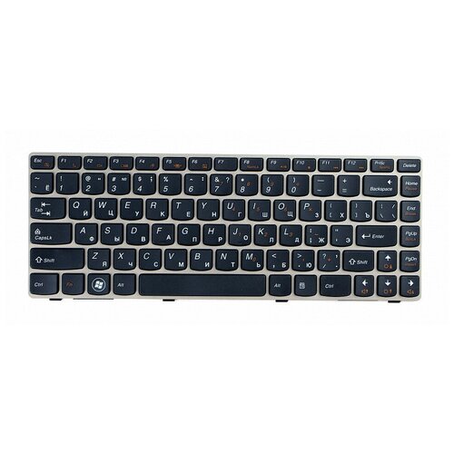 Клавиатура для ноутбука Lenovo IdeaPad Z360 черная, с серой рамкой (model Z360-RU)