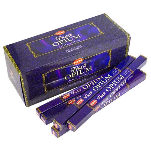 Блок 25 шт Благовоние HEM Flora Masala Опиум Opium Перо Павлина