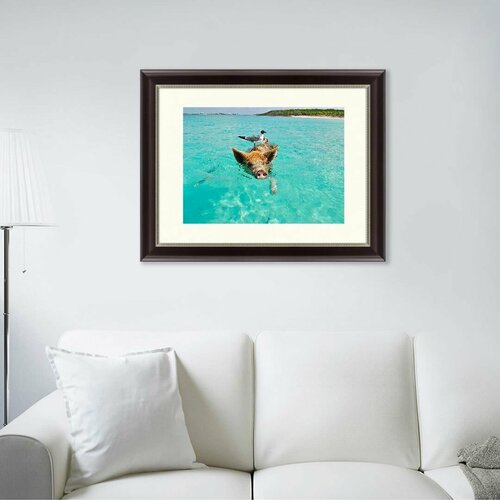 Постер "Поросенок плывет в море" Cool Eshe из коллекции "Природа", плакат на стену А4 (29,7 х 21 см) для интерьера