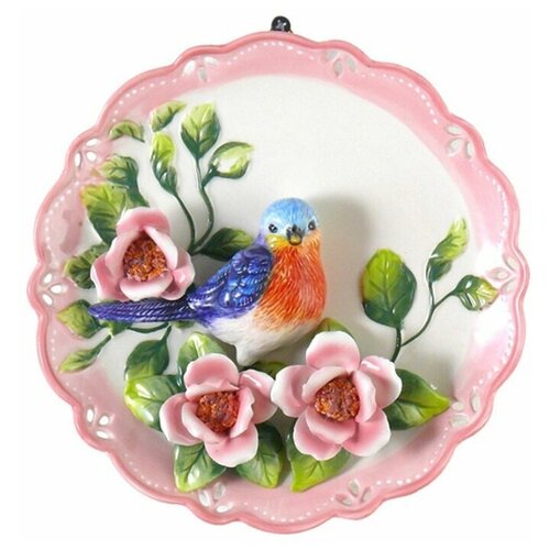 Тарелка декоративная Lefard Птица 59-171, 20 см розовый 4 см 20 см