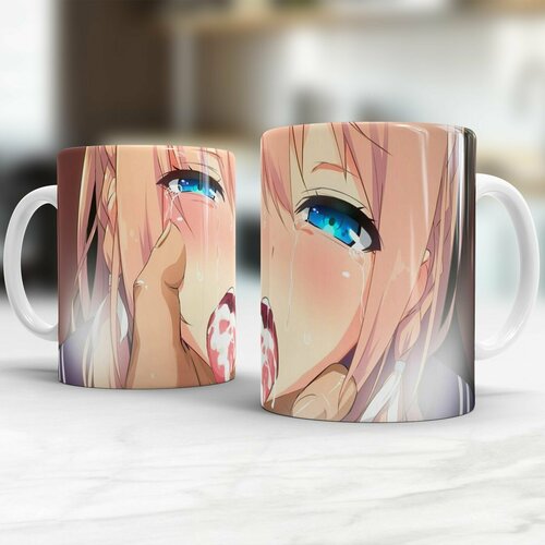 Кружка для чая и кофе с принтом Ахегао аниме хентай