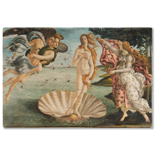 Репродукция картины Сандро Боттичелли "Рождение Венеры". Интерьерная фреска на доске. 30х20см