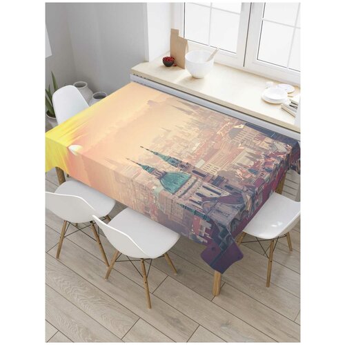 Скатерть прямоугольная JoyArty на кухонный стол "Туман накрывает город" из оксфорда, 120x145 см