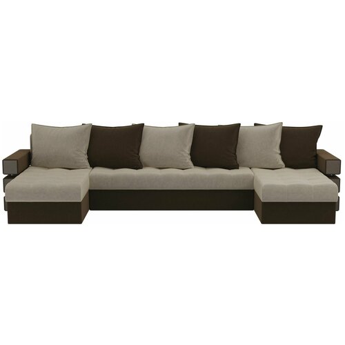 П-образный диван Венеция, бежевый; коричневый