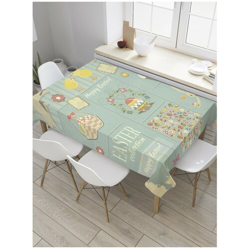 Скатерть прямоугольная JoyArty на кухонный стол "Винтажное поздравление на Пасху" из оксфорда, 120x145 см