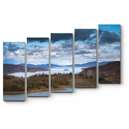 Модульная картина Пейзаж в оттенках голубого 190x133
