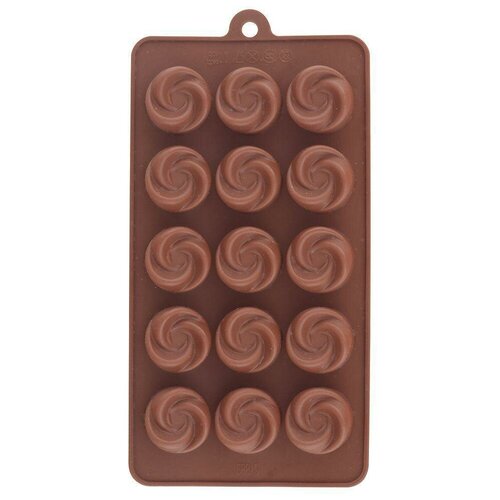 Форма для шоколадных конфет силиконовая "Розочки", 15 ячеек