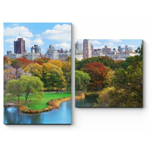 Модульная картина Осеннее озеро в Центральном Парке, Нью-Йорк 180x135