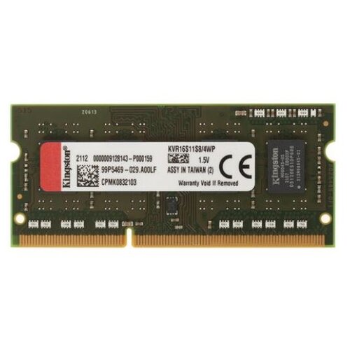 Оперативная память Kingston ValueRAM 4 ГБ DDR3 1600 МГц SODIMM CL11 KVR16S11S8/4WP