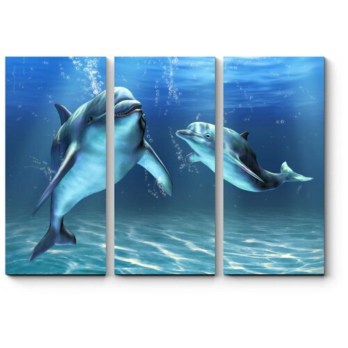 Модульная картина Счастливые дельфины 140x100
