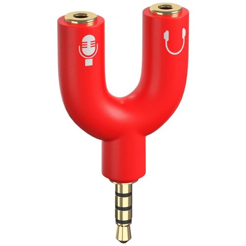 Переходник/адаптер GSMIN Taurus mini jack 3.5 mm - 2 x mini jack 3.5 mm, 1 шт., красный