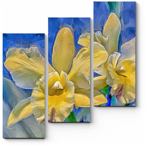 Модульная картина Нежные желтые орхидеи 80x85
