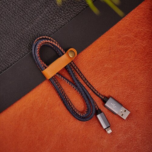 USB кабель для iPhone с разъемом Lightning (в джинсовой оплетке) 1 м