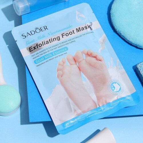SADOER Маска-носки для ног, универсальная, восстанавливающая с молоком
