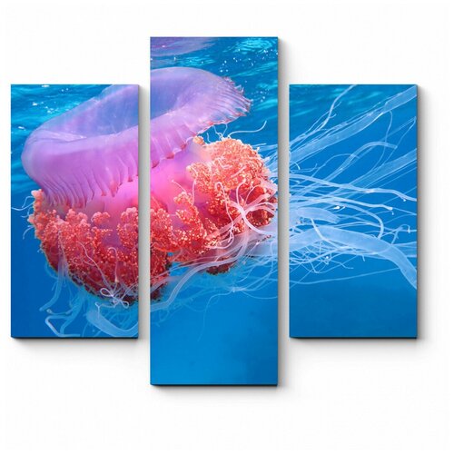 Модульная картина Розовая медуза под водой 60x54