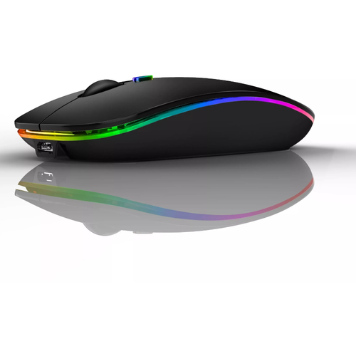 Беспроводная мышь с RGB подсветкой для компьютера, ноутбука, пк, макбука / Ультратонкая бесшумная мышка / Bluetooth - Wireless 2.4 G / Black