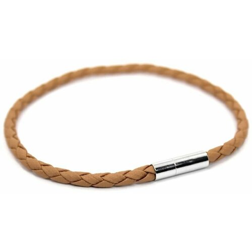Плетеный браслет Handinsilver ( Посеребриручку ) Браслет плетеный кожаный с магнитной застежкой, 1 шт., размер 16 см, серебряный, бежевый