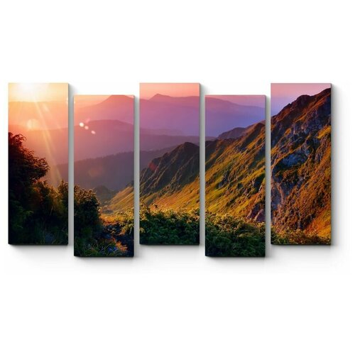 Модульная картина Летний пейзаж в горах на рассвете 140x81